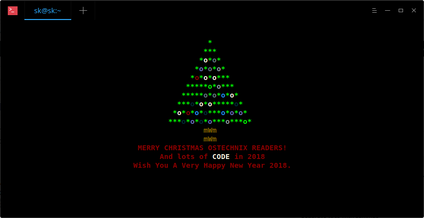 Display Animated Christmas Tree In Terminal - OSTechNix