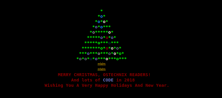Display Animated Christmas Tree In Terminal - OSTechNix