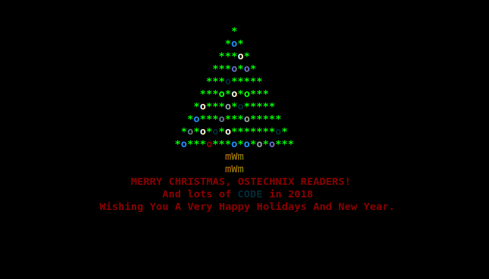 Display Animated Christmas Tree In Terminal - OSTechNix